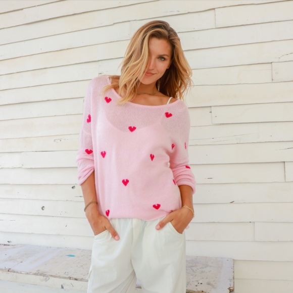 Wooden Ships | Sweaters | Nwt Wooden Ships Mini Hearts Crew Lightweight ...